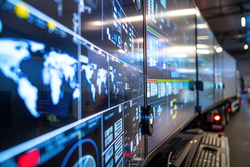 A Busy Logistics Control Center Showcases Large Screens Filled with ...