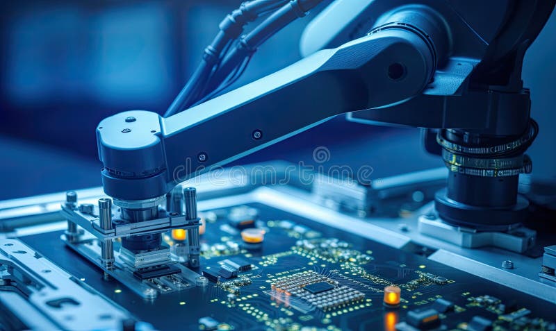 A Busy Machine Assembling a Circuit Board Stock Illustration ...