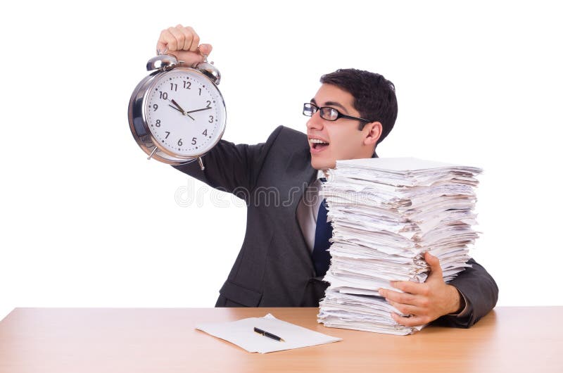 Busy Man with Stack of Paperr Stock Image - Image of frustration ...