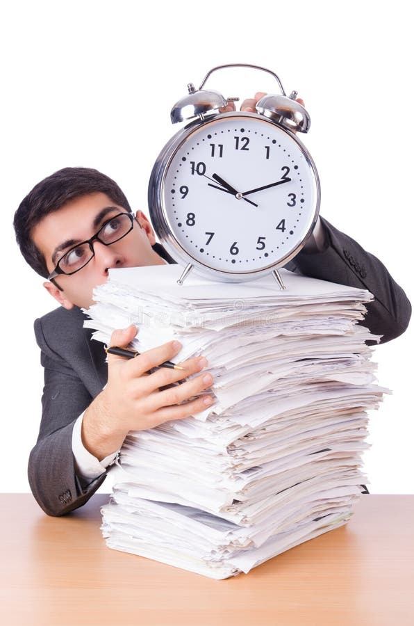 Busy Man with Stack of Papers Isolated Stock Photo - Image of delay ...