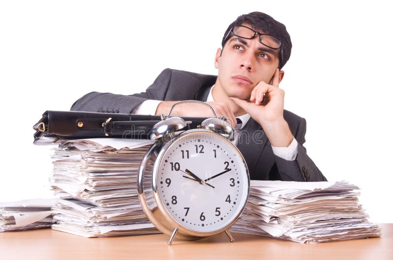 Busy Man with Stack of Papers Isolated Stock Photo - Image of hurry ...