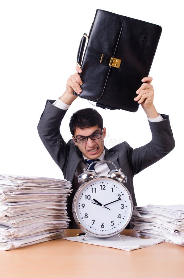 Busy Man with Stack of Papers Isolated Stock Image - Image of nerd ...