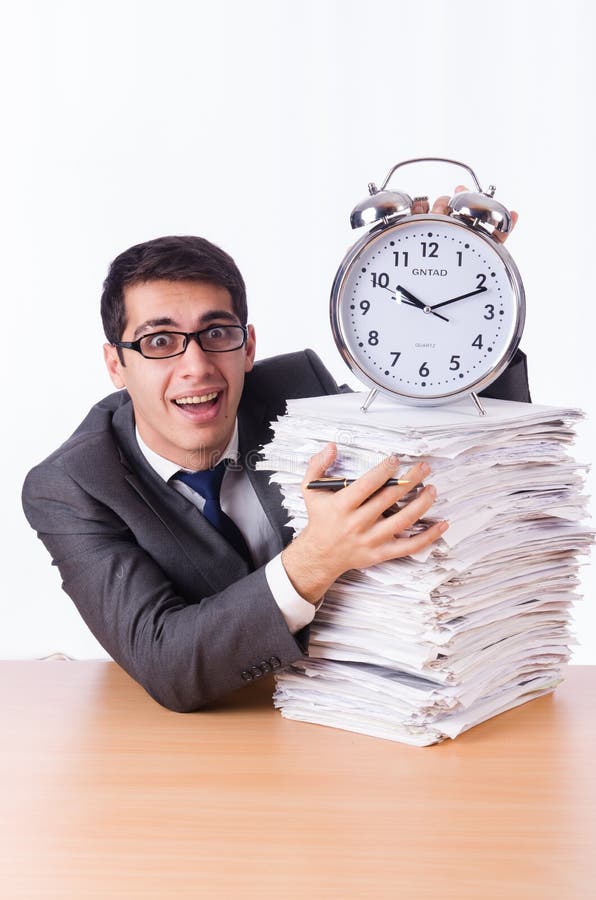 Busy Man with Stack of Papers Isolated Stock Image - Image of ...