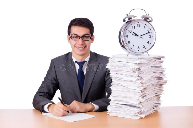 Busy Man with Stack of Papers Isolated Stock Photo - Image of deadline ...