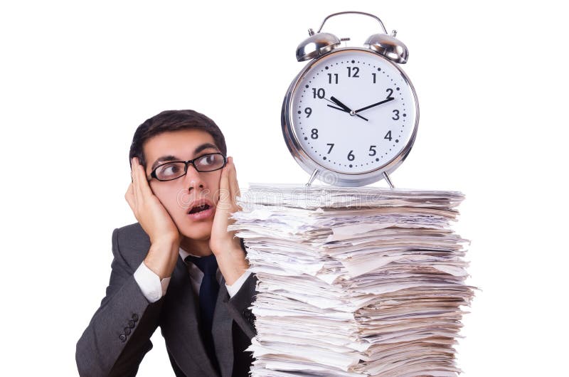 Busy Man with Stack of Papers Isolated Stock Image - Image of humour ...