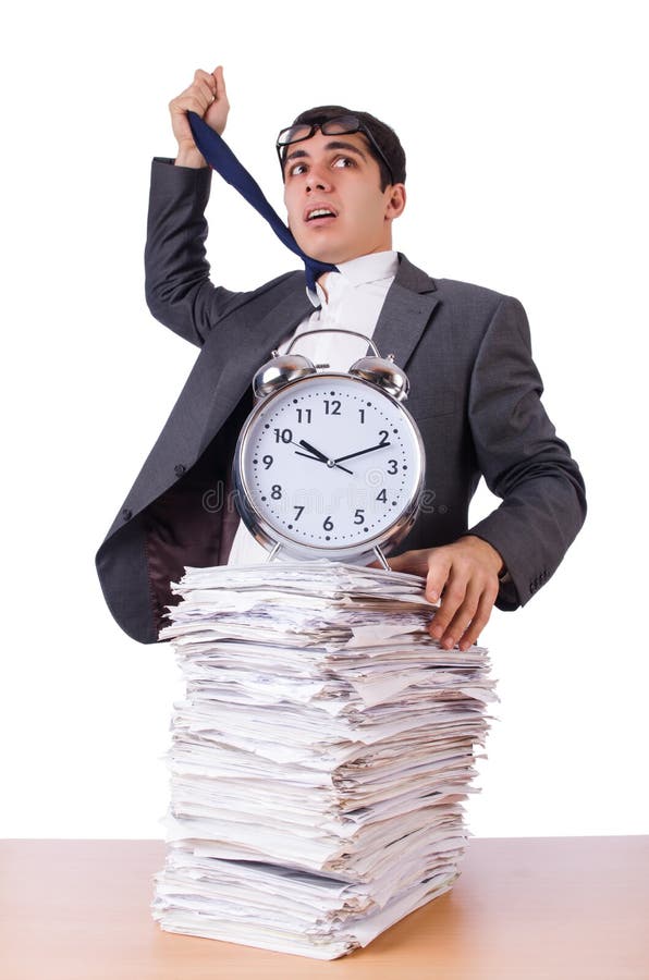 Busy Man with Stack of Papers Isolated Stock Image - Image of humor ...