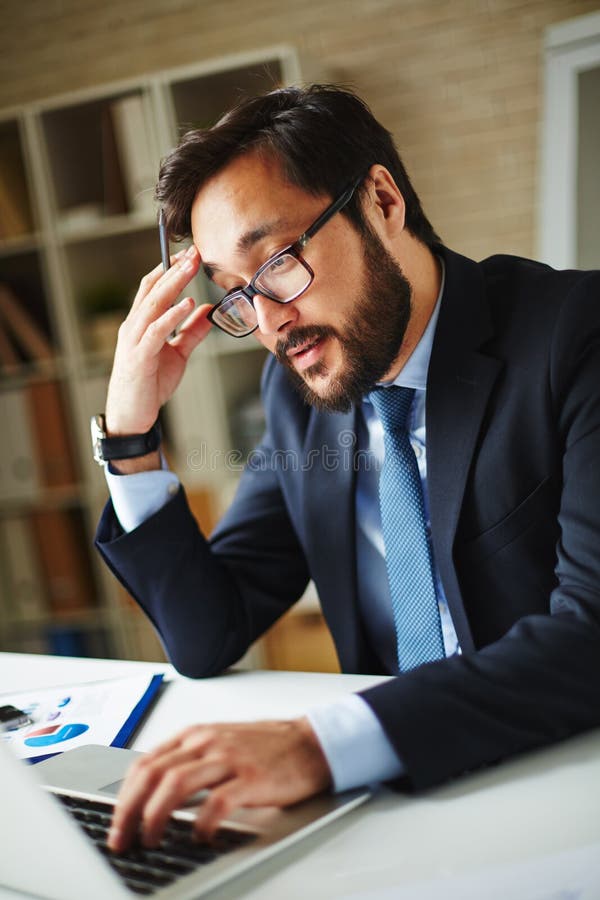 Busy manager stock image. Image of pensive, laptop, businesspeople ...