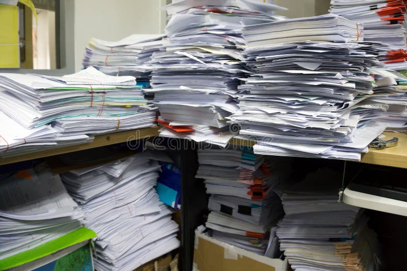 Busy, Messy and Cluttered Workplace, Full of Documents Stock Image ...
