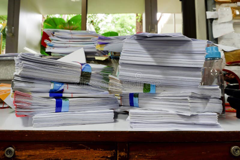 Busy, Messy and Cluttered Workplace, Full of Documents Stock Image ...
