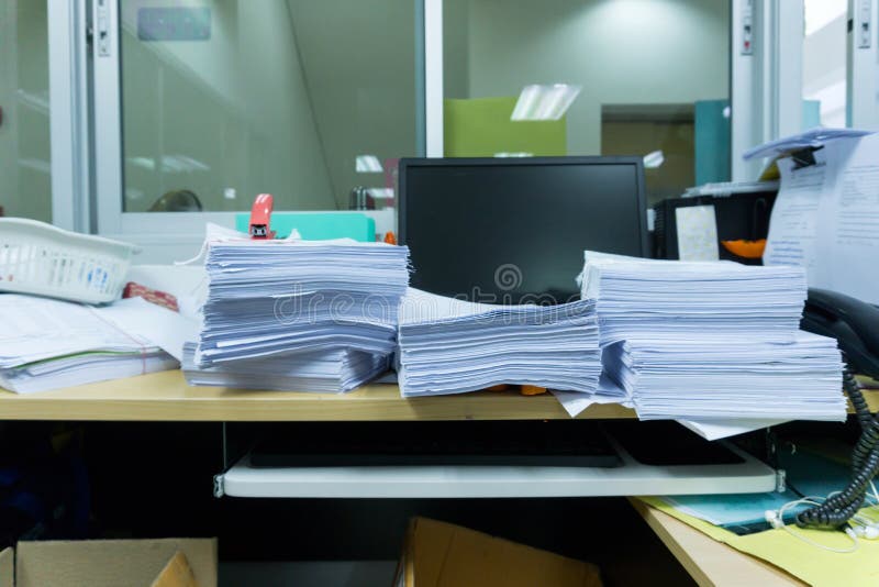 Busy, Messy and Cluttered Workplace, Full of Documents Stock Image ...