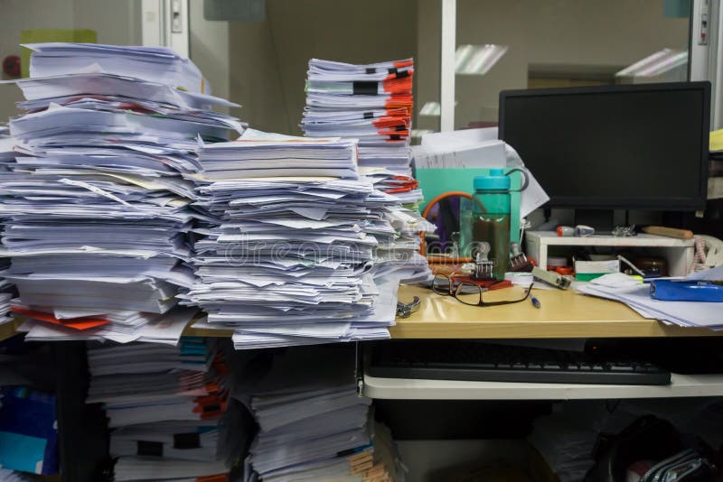 Busy, Messy and Cluttered Workplace, Full of Documents Stock Photo ...