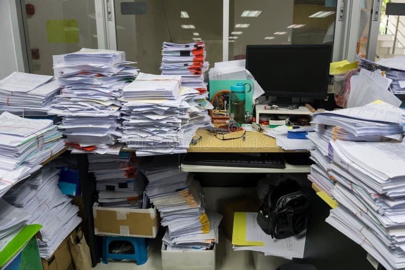 Busy, Messy and Cluttered Workplace, Full of Documents Stock Photo ...