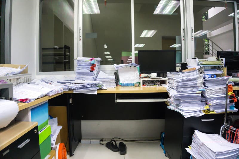 Busy, Messy and Cluttered Workplace, Full of Documents Stock Photo ...