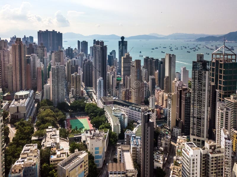 Busy Metropolis by the Ocean Stock Photo - Image of water, building ...