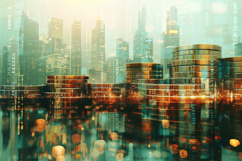 A Busy Metropolis with Towering Skyscrapers and Urban Development Stock ...