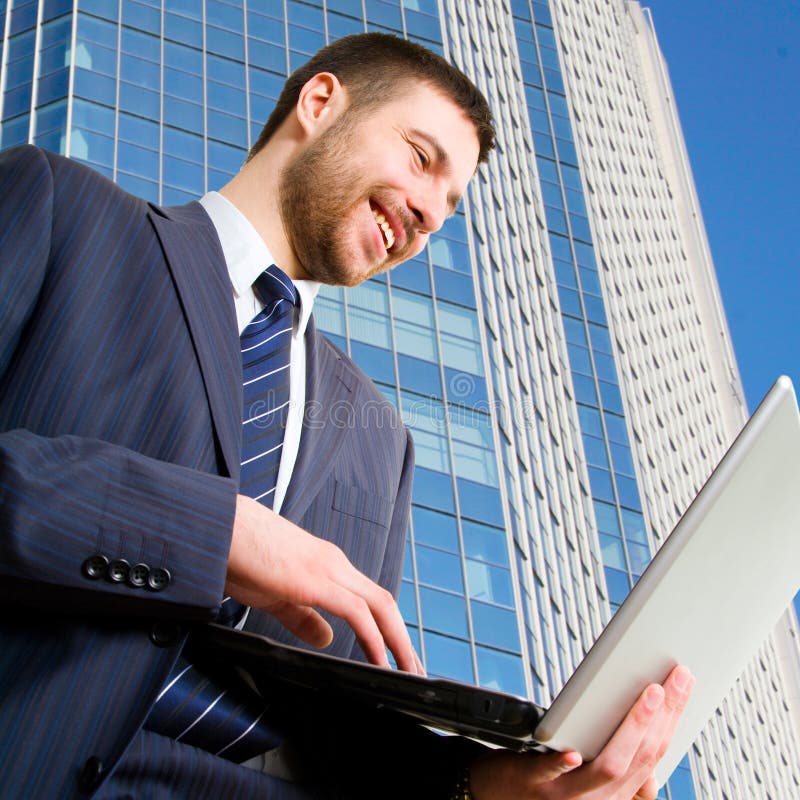 Busy modern businessman stock image. Image of internet - 10164341