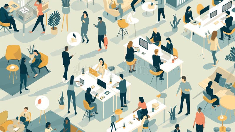 Dynamic Workspace: Modern Office Environment with Active Employees ...