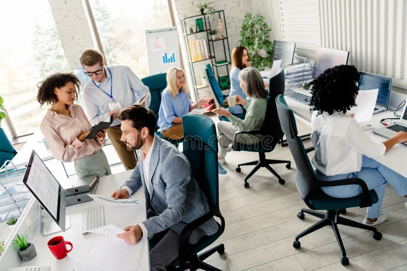 Diverse Group Professionals Collaborating Working Coworking Office ...