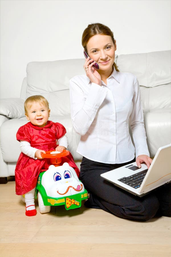 Too busy mother stock image. Image of parent, woman, busy - 14509301