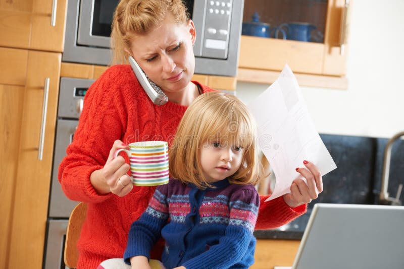 Too busy mother stock image. Image of parent, woman, busy - 14509301