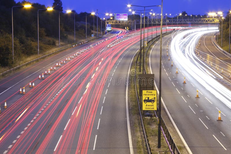 Busy motorway roadworks stock image. Image of traffic - 22248981