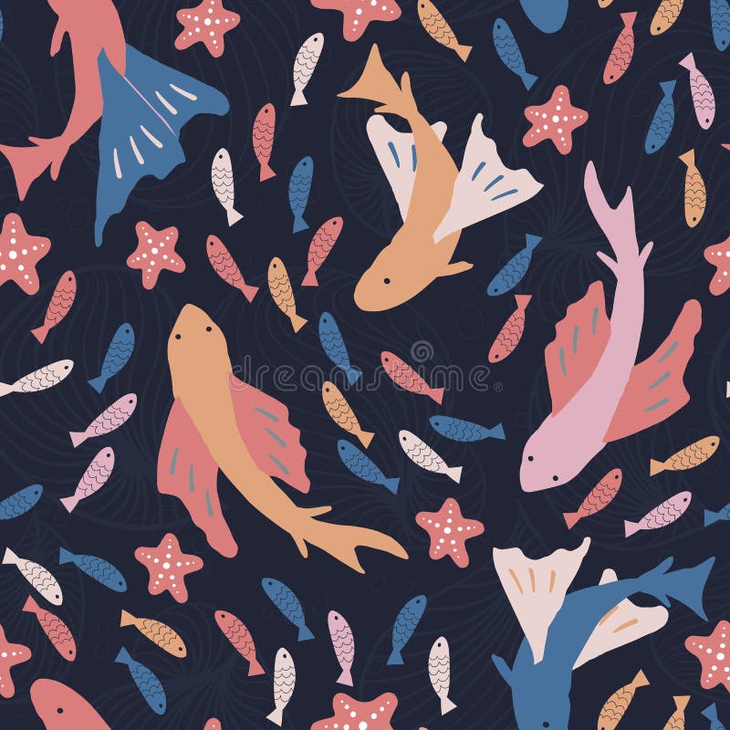 Busy ocean vector pattern stock vector. Illustration of wildlife ...