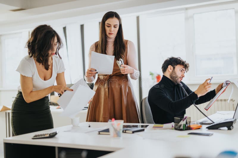 Busy Office Atmosphere with Focused Coworkers Engaging in Teamwork and ...