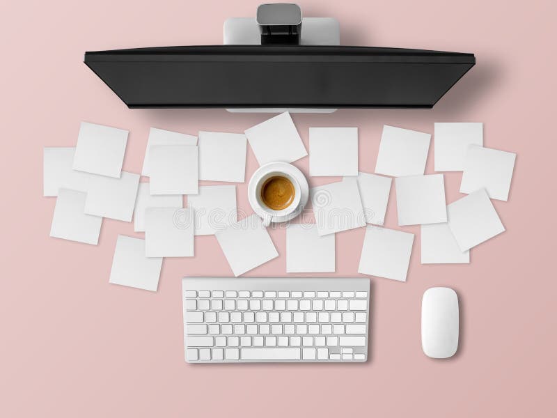 Busy Office Desk with a Lot of Notes. Stock Image - Image of desk ...