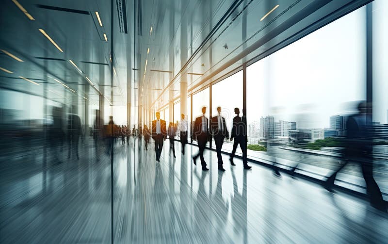 Busy Office Environment, with a Blurred Office Space and Business ...