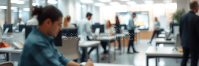 Busy Office Environment with Multiple Professionals Engaged in Various ...