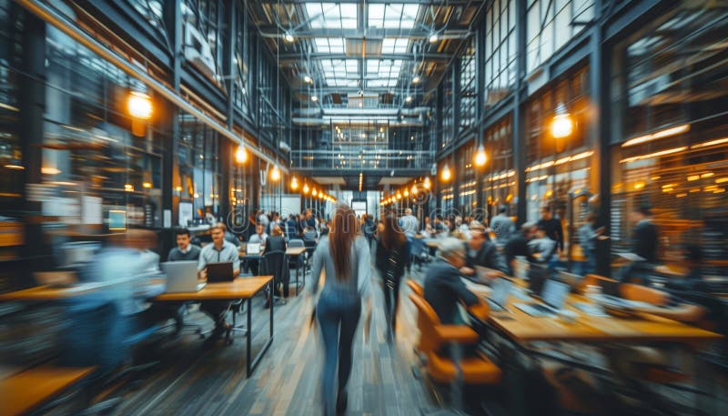 A Busy Office with People Walking Around and Working by AI Generated ...