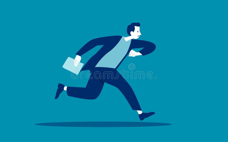 Busy Office Worker Running Fast. Hurrying on Urgent Business Stock ...