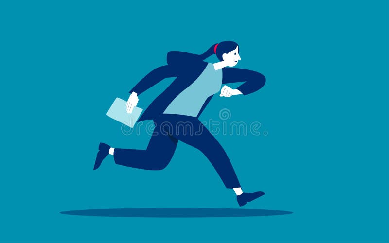 Busy Office Worker Running Fast. Hurrying on Urgent Business Stock ...