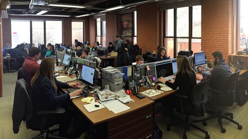 Busy Office Workers Teamwork Collaboration Stock Illustration ...