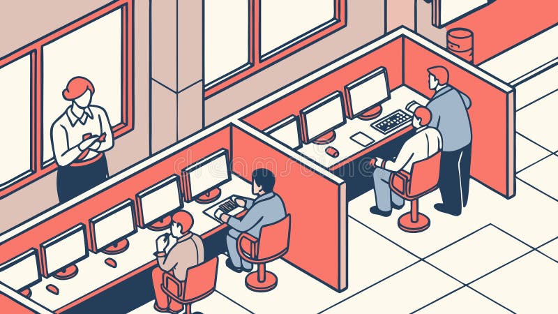 Busy Open Plan Office, Collaborative Workspace Environment, Vector Design Generative AI Stock ...