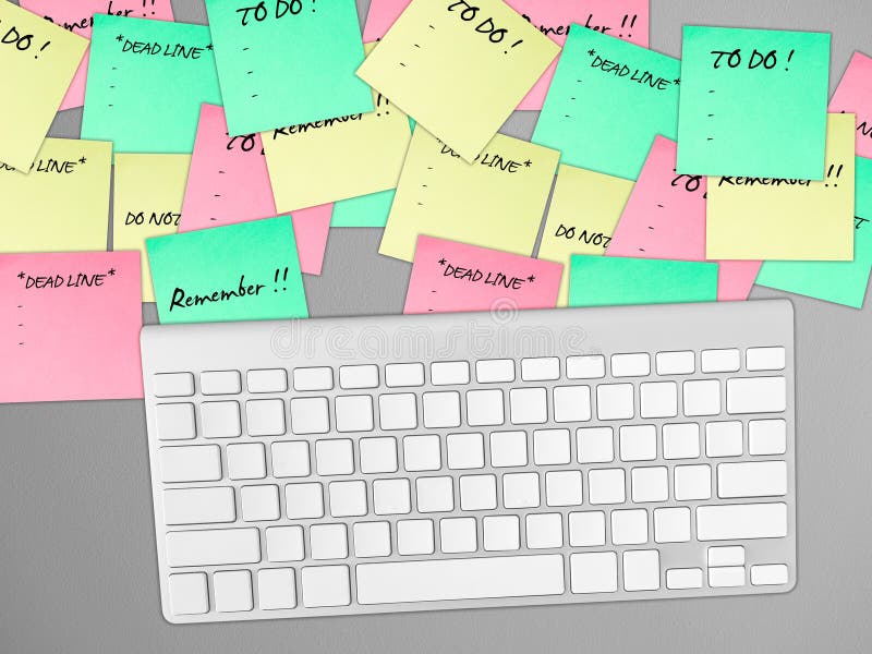 Busy paper note on table. stock image. Image of message - 86505137