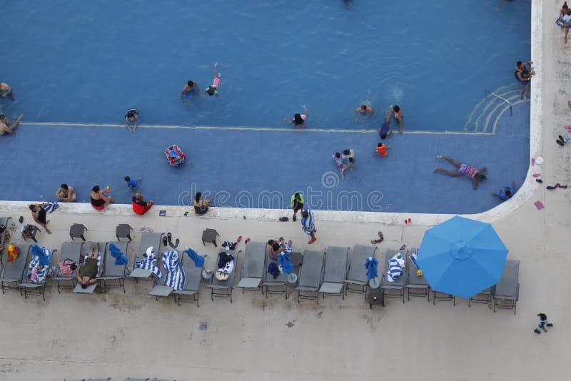 Busy Poolside Wth Chairs Seen from Top. Representing Summer Vacation ...