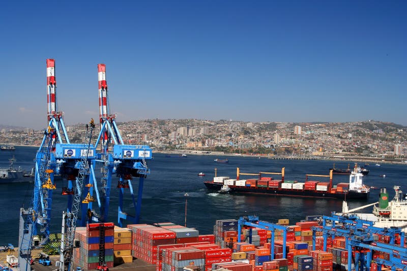 Cargo ship in a port stock image. Image of nautical, trading - 5897557