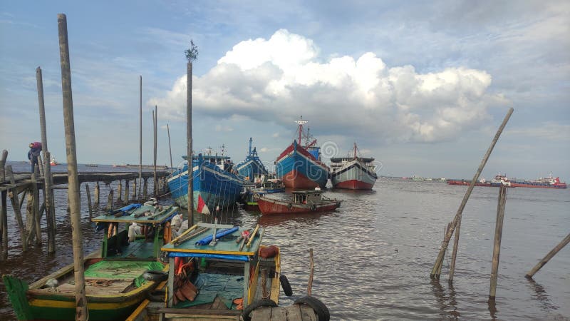 Busy port in Dumai editorial stock photo. Image of vacation - 268620443