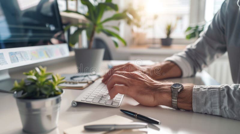Busy Professional at Work Desk. AI Generated Stock Photo - Image of ...