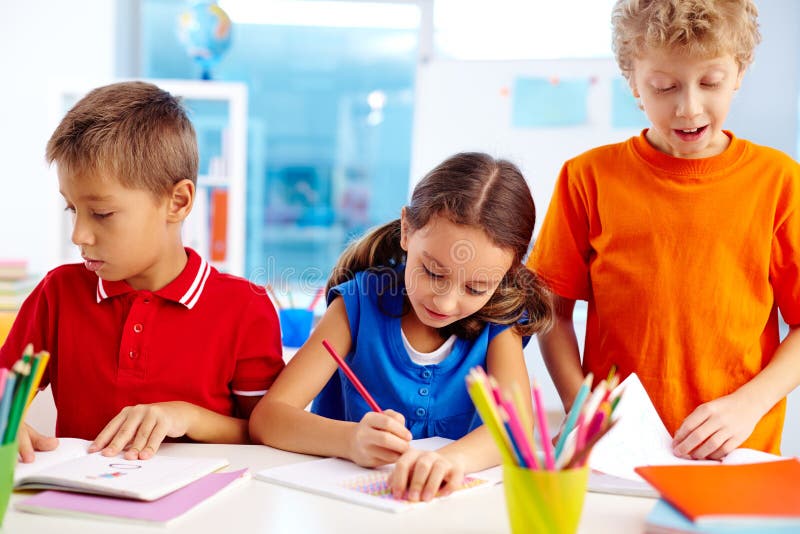 Busy pupils stock image. Image of excited, female, girl - 33378869