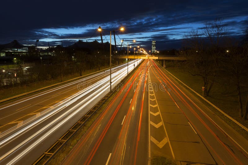 Busy Road in Munich, Germany, at Night Stock Photo - Image of night ...