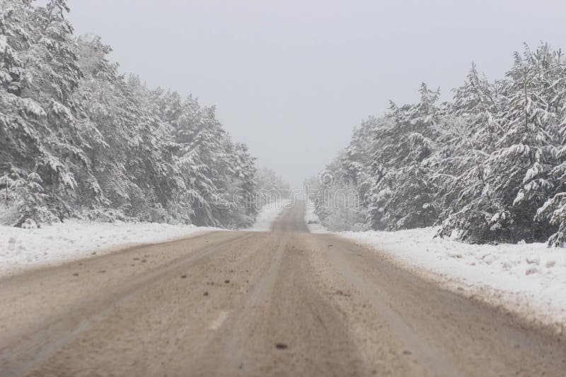 Busy Road in Winter Evening Stock Photo - Image of travel, winter ...