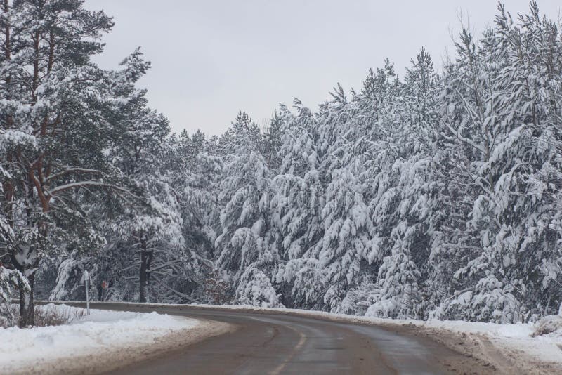 Busy Road in Winter Evening Stock Image - Image of motion, transport ...