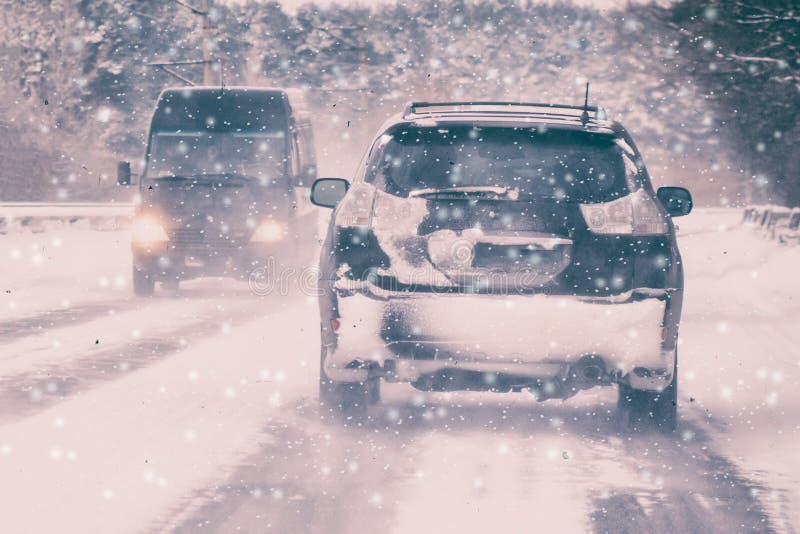 Busy Road in Winter Evening Stock Photo - Image of speed, automobile ...