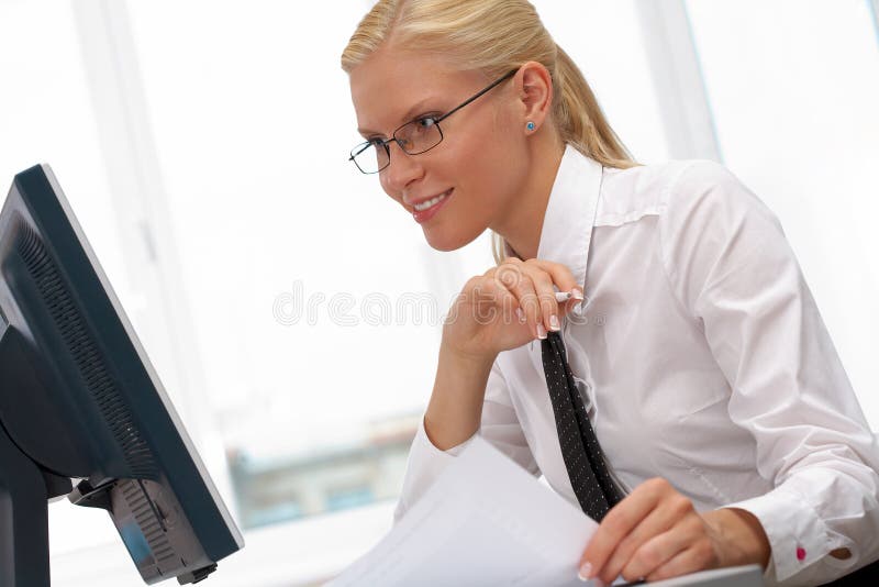Busy secretary stock image. Image of computer, education - 15738427