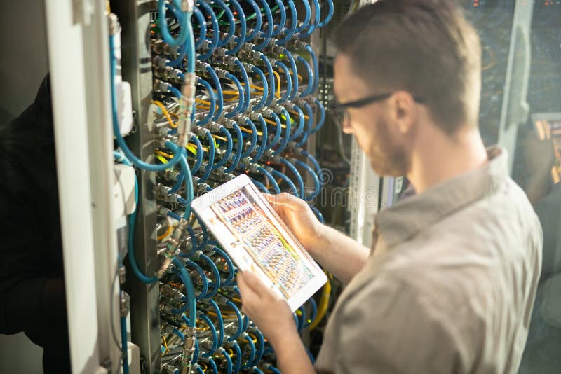 Busy Server Engineer Analyzing Connections Stock Photo - Image of ...