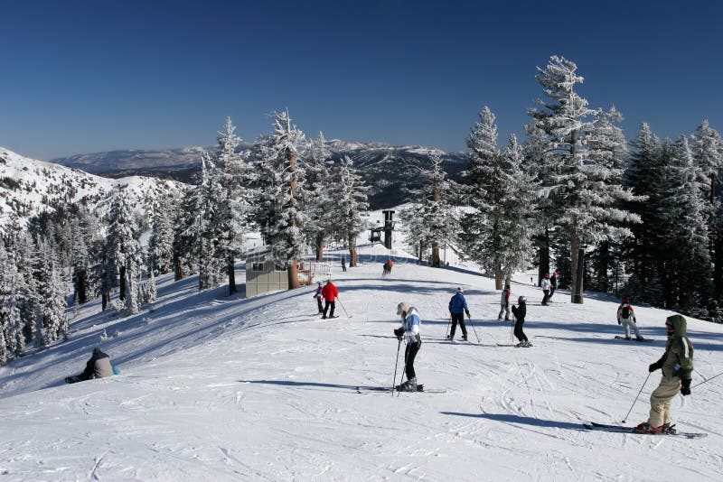 Busy Ski Resort stock image. Image of pure, poles, downhill - 1810397