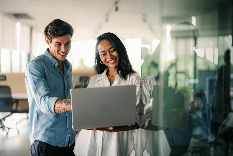 Busy Smiling Executive Business Team Using Digital Devices in Office ...