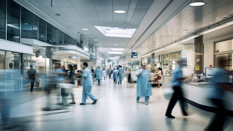 Busy Staff in a Lobby Area of a Modern Hospital Stock Photo - Image of ...